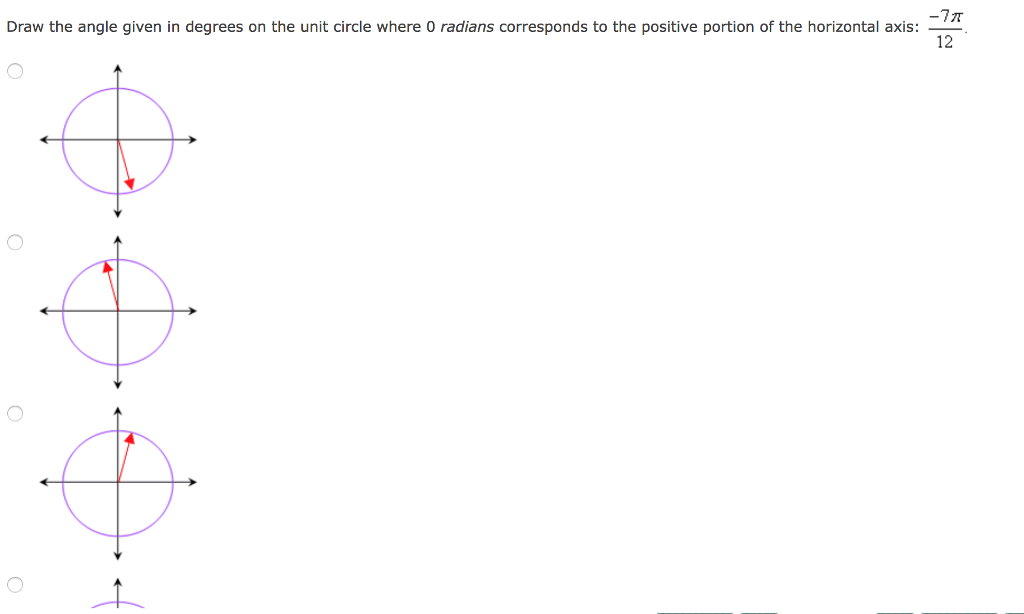 Solved Draw the angle given in degrees on the unit circle | Chegg.com
