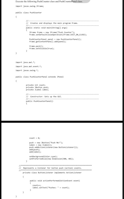 Solved Execute the following Push Counter Class and Push | Chegg.com
