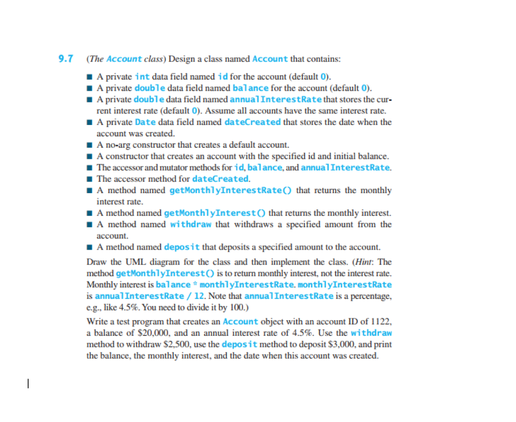 Solved 9.7 (The Account class) Design a class named Account | Chegg.com