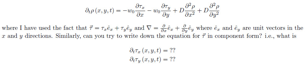rho (x, y, t) = -w0 tau x / x - w0 tau y / y + | Chegg.com