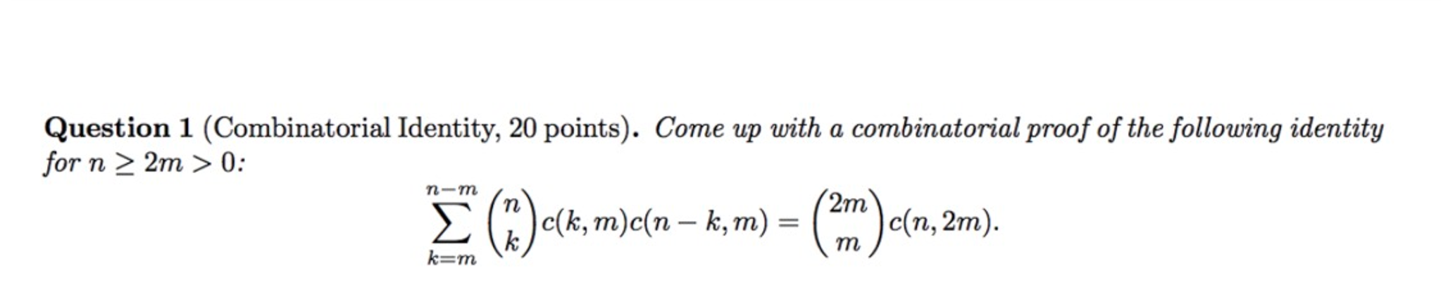 Solved Come up with a combinatorial proof of the following | Chegg.com