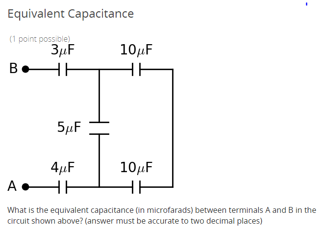 Solved What is the equivalent capacitance (in microfarads) | Chegg.com