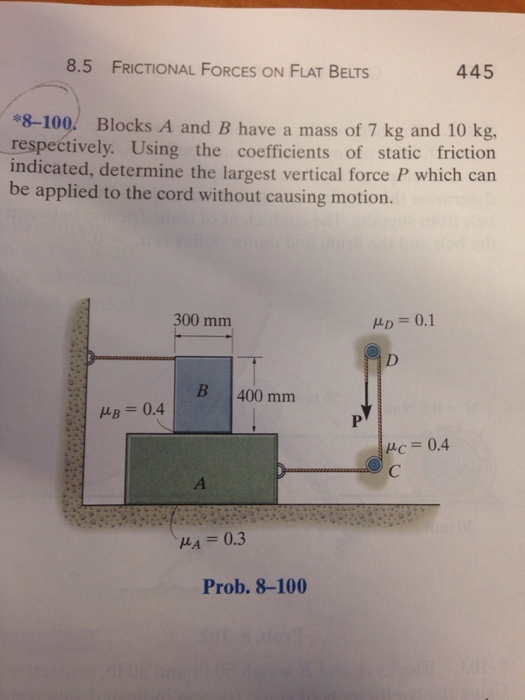 Solved Blocks A and B have a mass of 7 kg and 10 kg, | Chegg.com