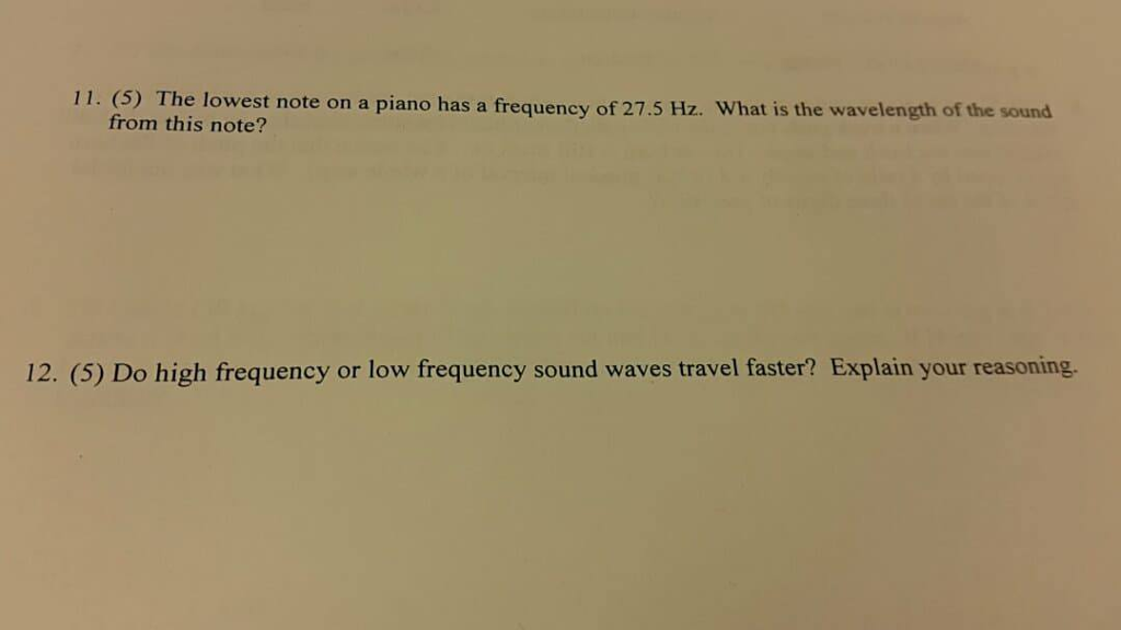 Solved 11. (5) The lowest note on a piano has a frequency of | Chegg.com