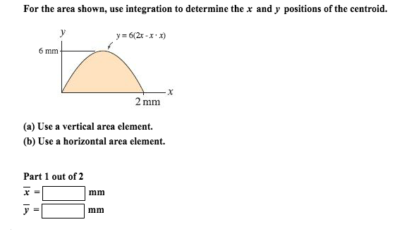 Solved For the area shown, use integration to determine the | Chegg.com