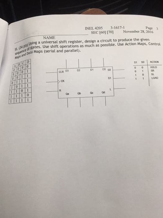 Solved Using a universal shift register, design a circuit to | Chegg.com