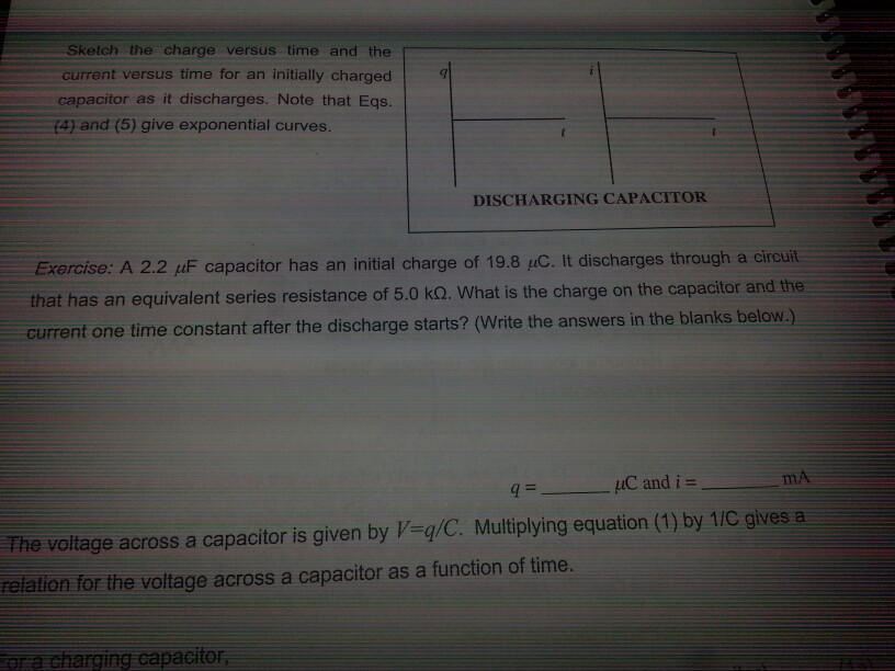 Solved Sketch the charge versus time and the current versus | Chegg.com