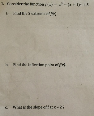 Solved Consider the function f(x) = x3 - (x + 1)2 + 5 Find | Chegg.com