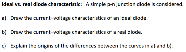Solved Ideal vs. real diode characteristic: A simple p-n | Chegg.com