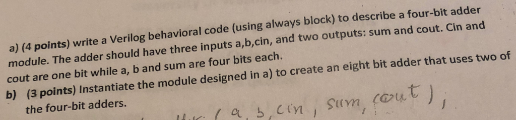 Solved A 4 Points Write A Verilog Behavioral Code Using 5327