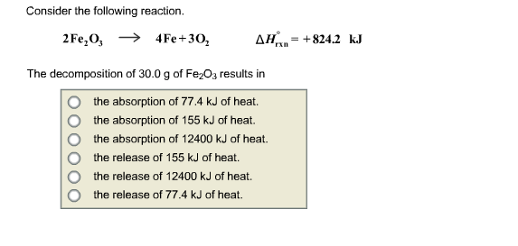 Solved Consider The Following Reaction 4fe 30 Δ1