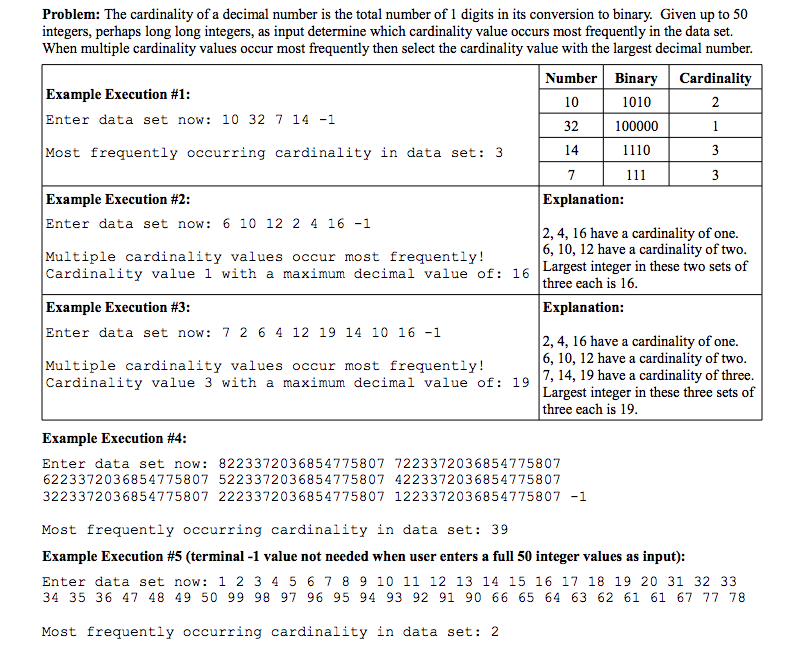 Solved Problem: The cardinality of a decimal number is the | Chegg.com