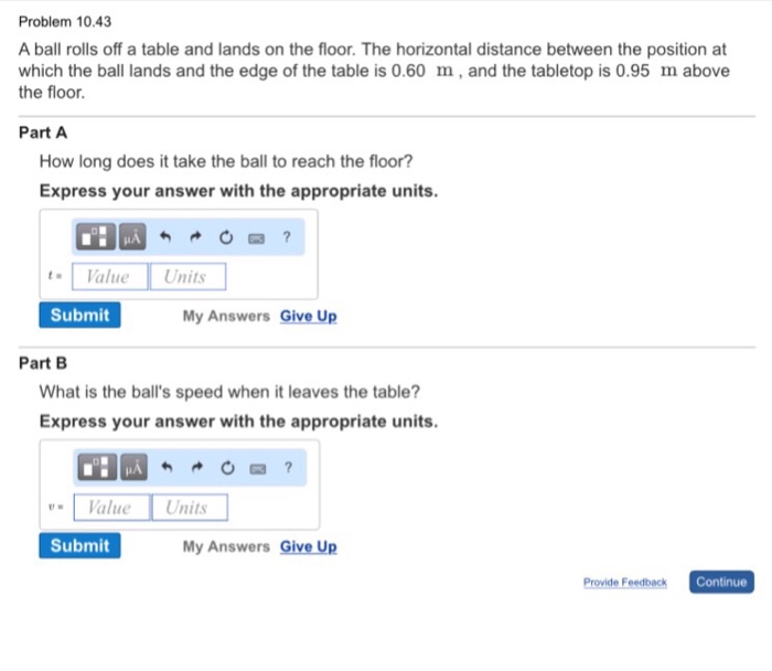 Solved A ball rolls off a table and lands on the floor. The | Chegg.com
