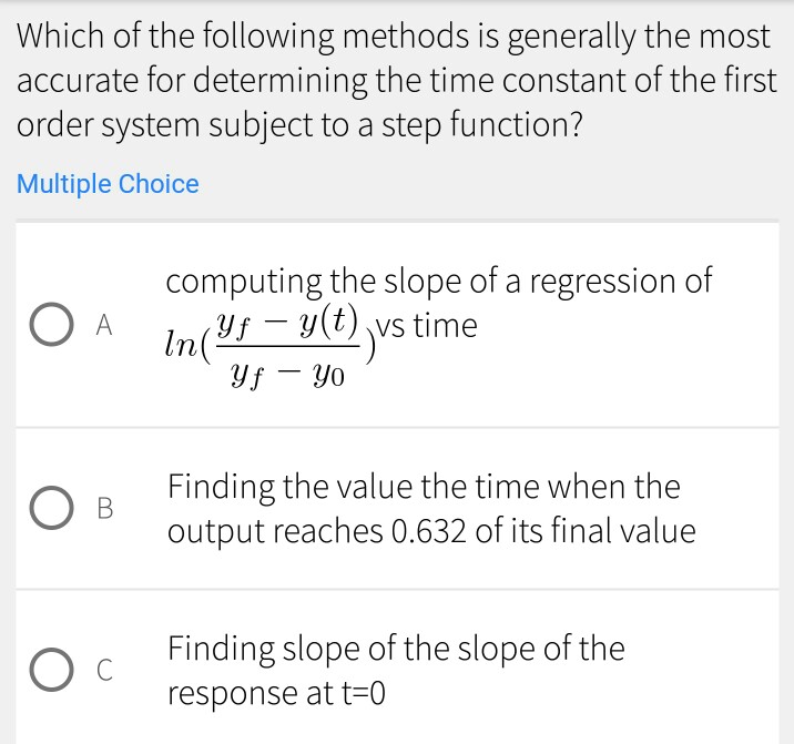 Solved A first order system step response of a temperature | Chegg.com