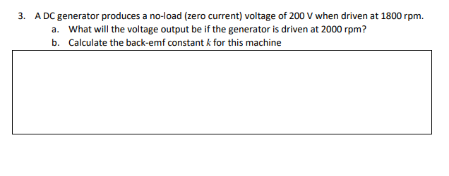 Solved 3. A DC generator produces a no-load (zero current) | Chegg.com