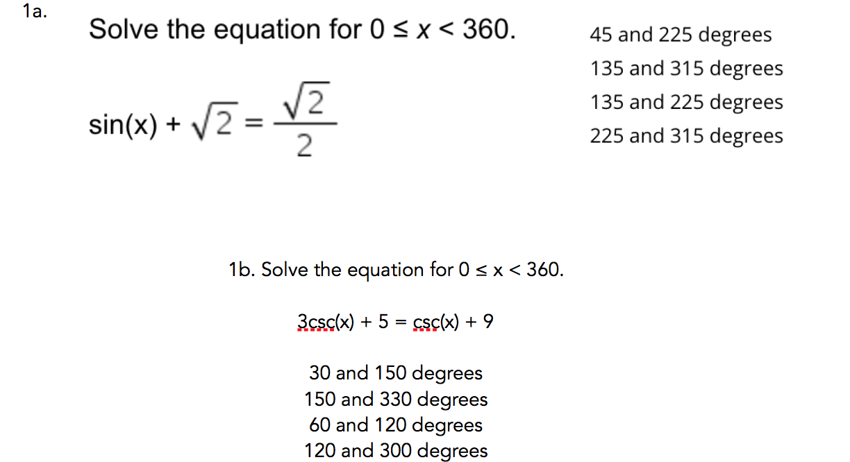 Solved Solve the equation for 0