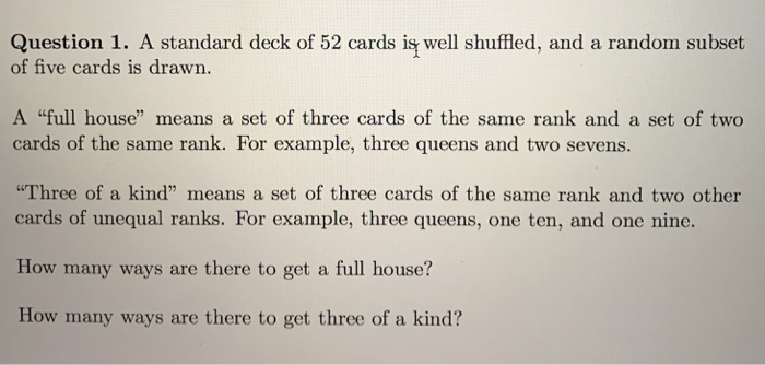 Solved A standard deck of 52 cards is well shuffled, and a | Chegg.com