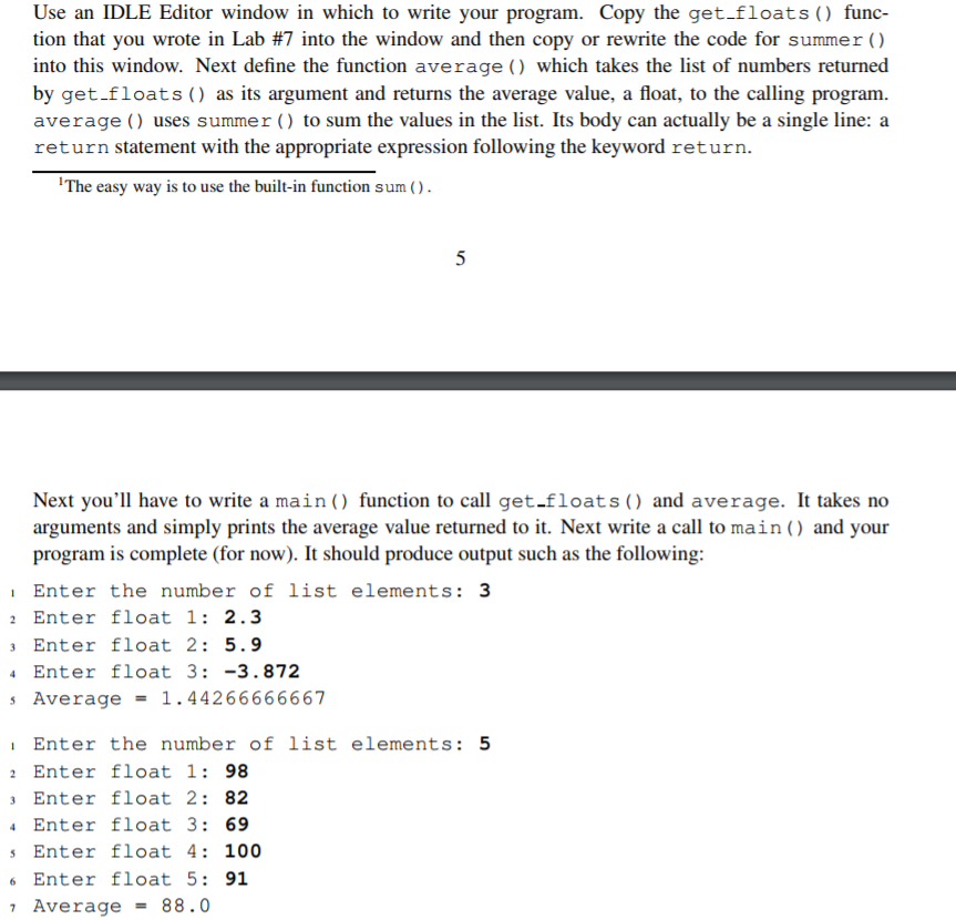 Solved In Lab #7 you defined a function called get-floats ( | Chegg.com