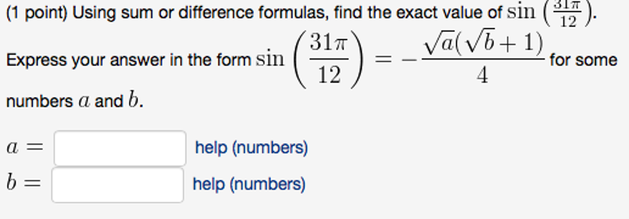 Solved Using sum or difference formulas, find the exact | Chegg.com