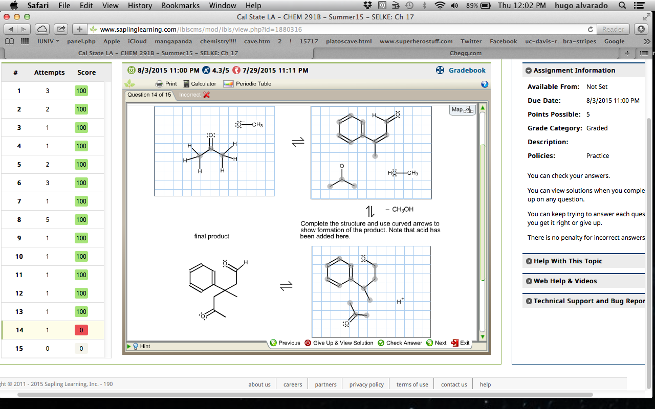 Chemistry Archive | July 30, 2015 | Chegg.com