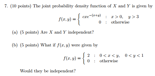 Solved The joint probability density function of X and Y is | Chegg.com