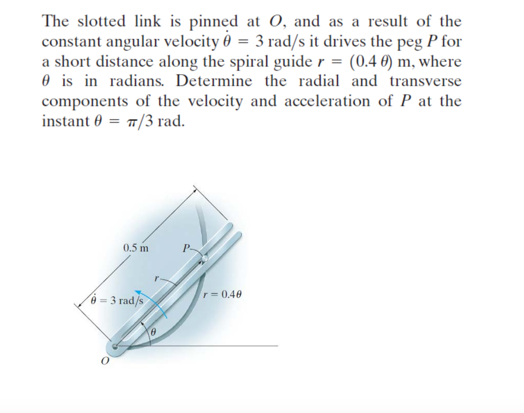 Solved The slotted link is pinned at O, and as a result of | Chegg.com