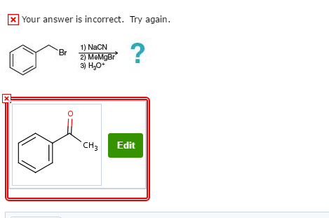 Solved X Your answer is incorrect. Try again 1) NaCN eMgBr | Chegg.com