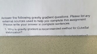 Solved Answer the following gravity gradient questions | Chegg.com