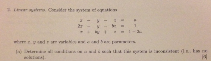 Solved Linear systems. Consider the system of equations | Chegg.com
