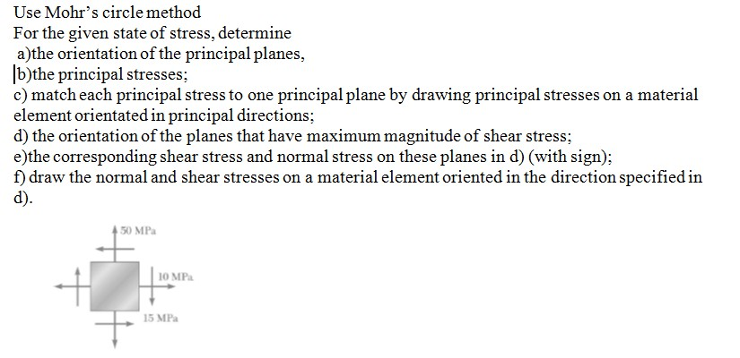Solved Use Mohr's circle method For the given state of | Chegg.com