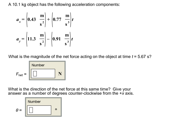 Solved A 10.1 kg object has the following acceleration | Chegg.com