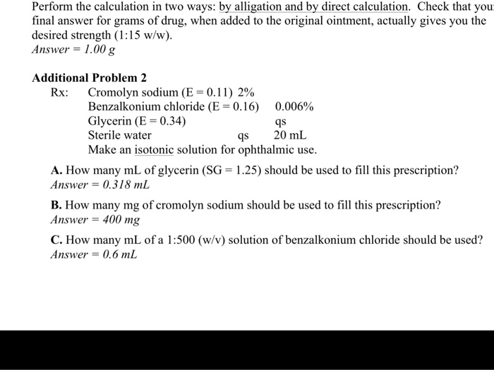 Solved Perform the calculation in two ways: by allegation | Chegg.com