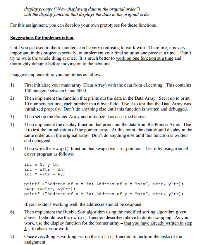 Solved Program 2: Sorting with Pointers Sometimes we're | Chegg.com