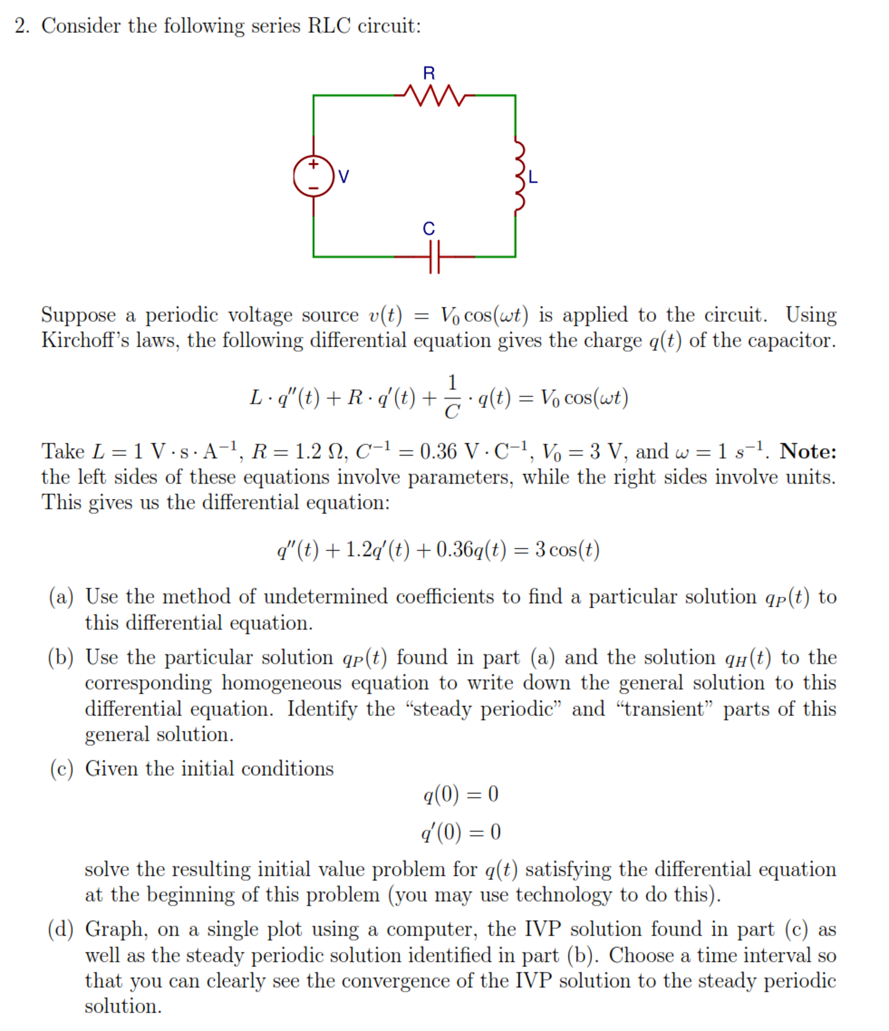 Solved Consider the following series RLC circuit: Suppose a | Chegg.com