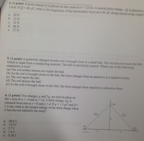 Solved A point charge Q is placed on the x axis at x = -2.0 | Chegg.com