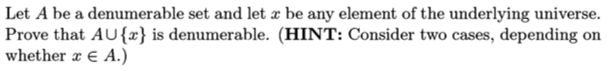 Solved Let A Be A Denumerable Set And Let A Be Any Element