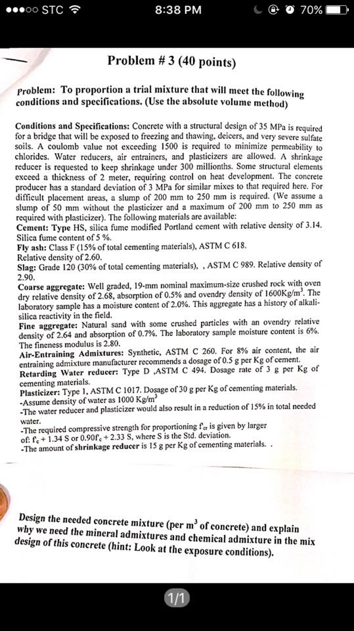 Concrete with a structural design of 35 MPa is | Chegg.com