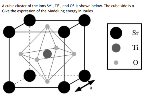 Solved A cubic cluster of the ions Sr*, Ti4+, and O2 is | Chegg.com
