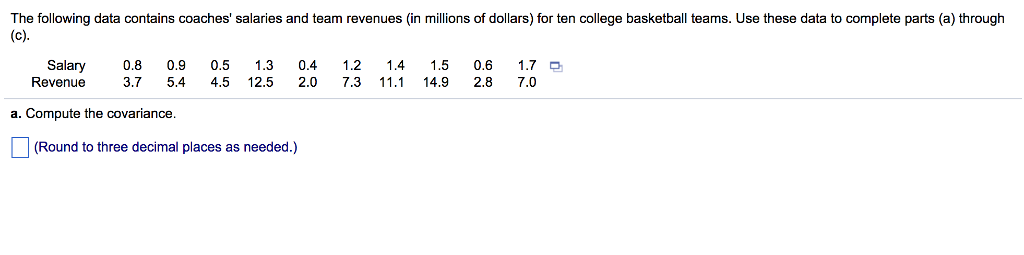 Solved The following data contains coaches' salaries and | Chegg.com
