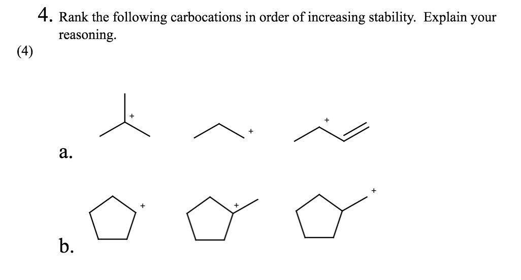 Solved Rank the following carbocations in order of | Chegg.com