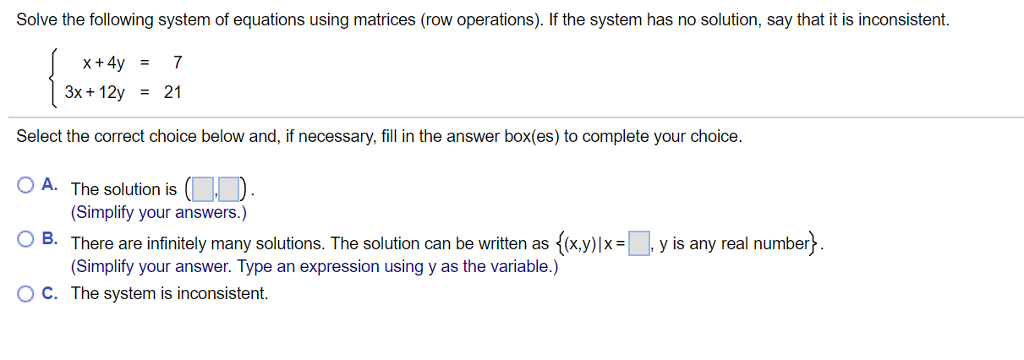 Solved Solve the following system of equations using | Chegg.com