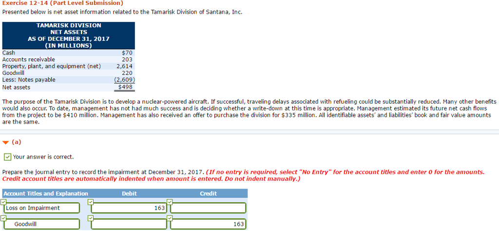 Solved Exercise 12-14 (Part Level Submission) Presented | Chegg.com