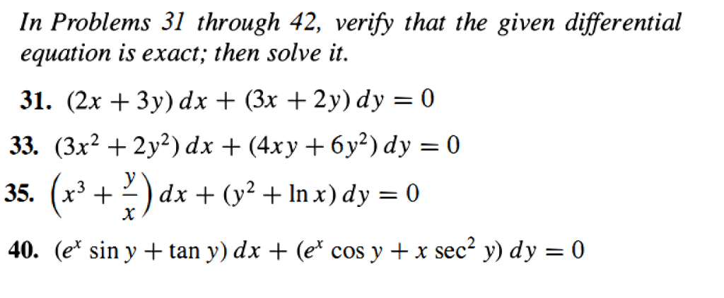 Solved In Problems 31 through 42, verify that the given | Chegg.com