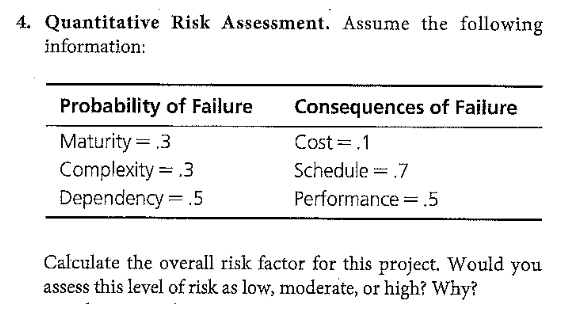 Solved Quantitative Risk Assessment. Assume the following | Chegg.com