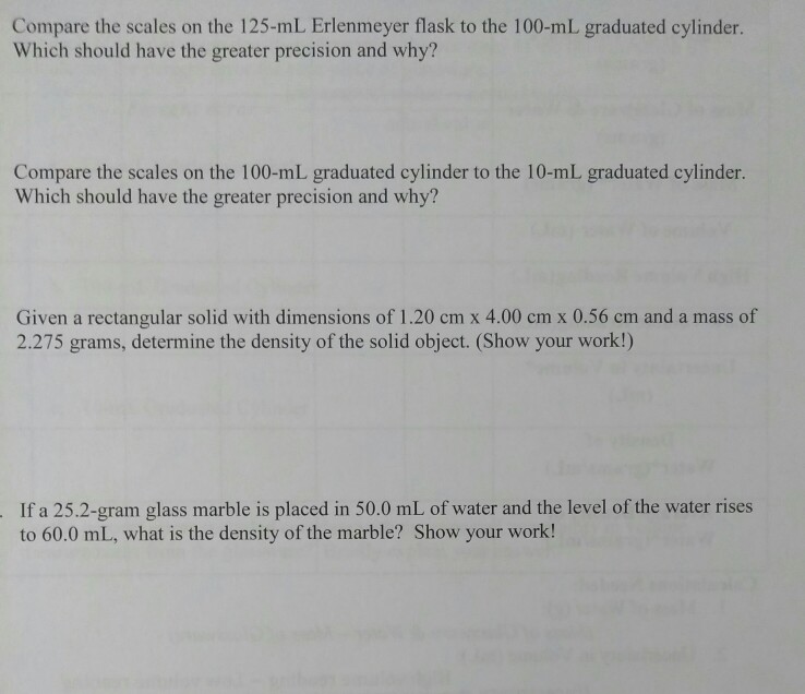 Solved Compare the scales on the 125-mL Erlenmeyer flask to | Chegg.com