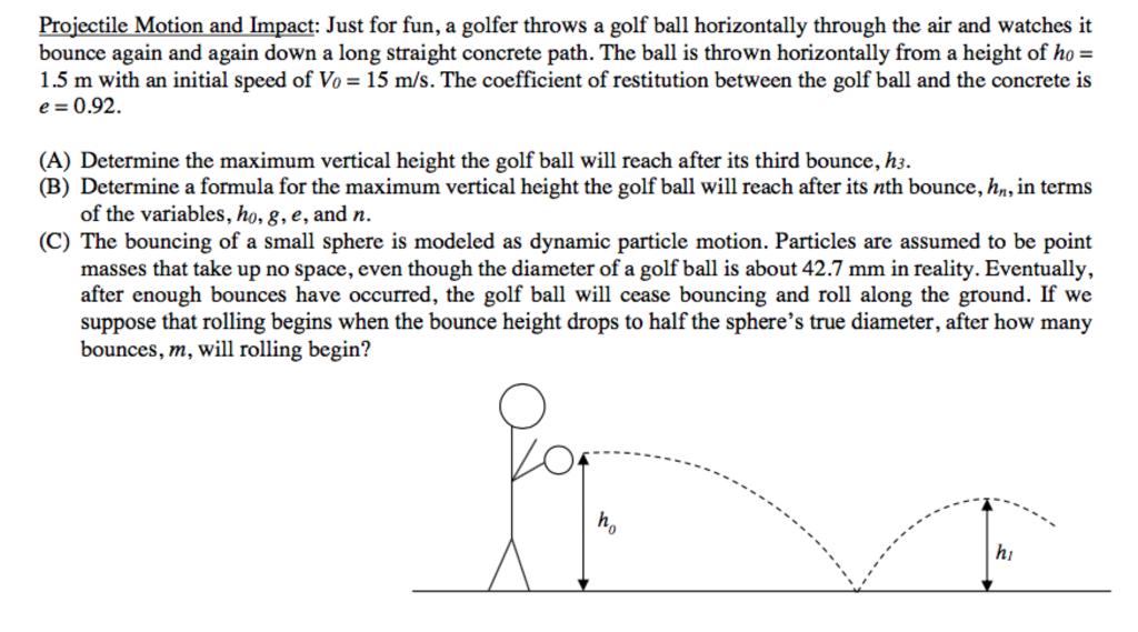 Solved Projectile Motionand Impact: Just for fun, a golfer | Chegg.com