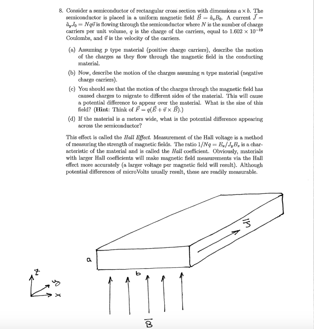 Solved Consider a semiconductor of rectangular cross section | Chegg.com