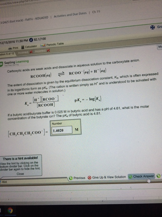Solved Carboxylic acids are weak acids and dissociate in | Chegg.com