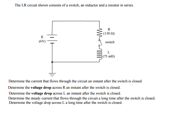 Solved The LR circuit shown consists of a switch, an | Chegg.com