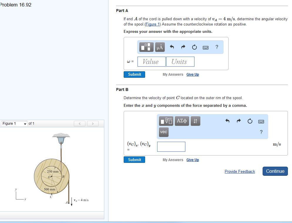 Solved If end A of the cord is pulled down with a velocity | Chegg.com